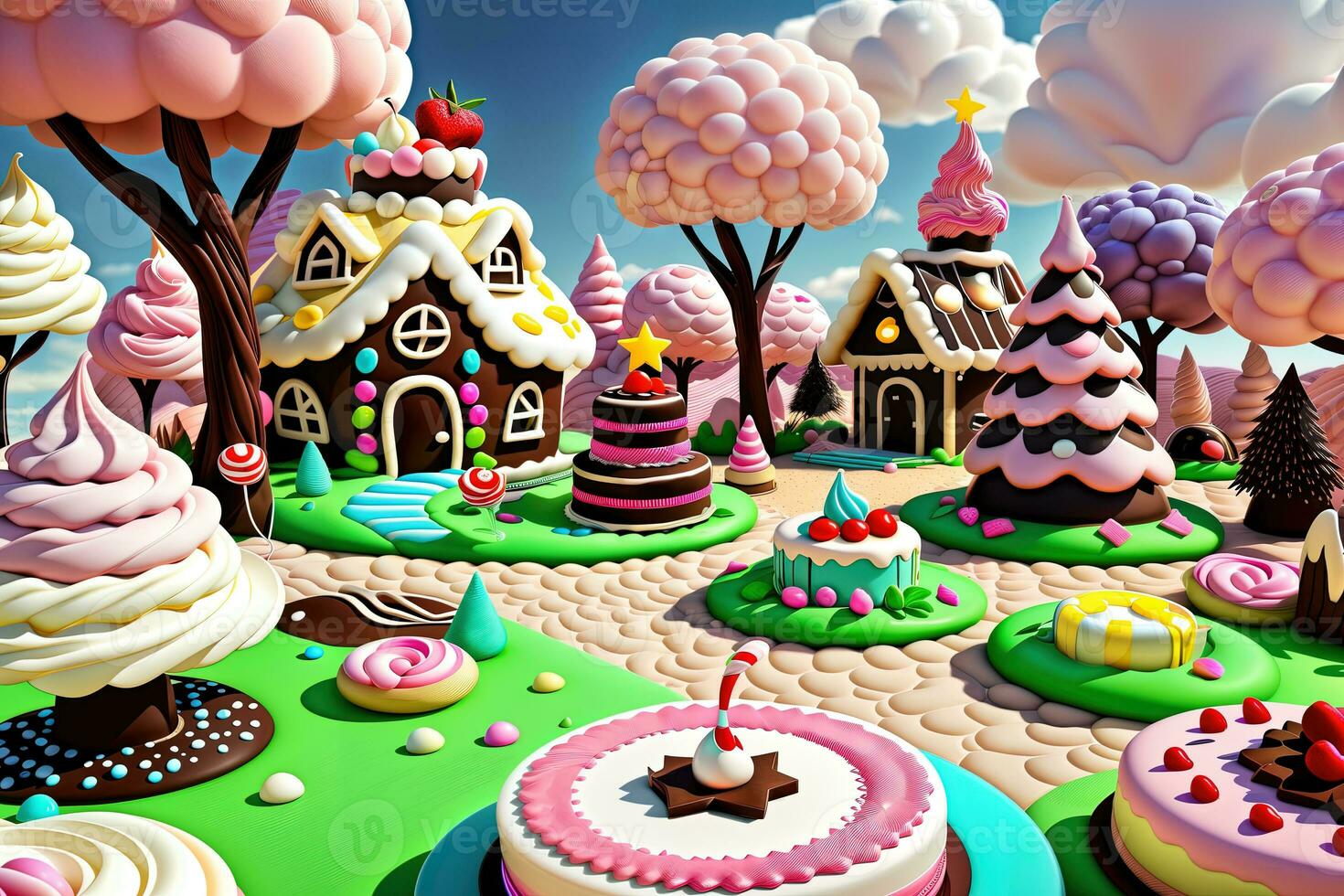 Stunning fantasy world made of cookies and cakes. Generative Ai 32086885 Stock Photo at Vecteezy