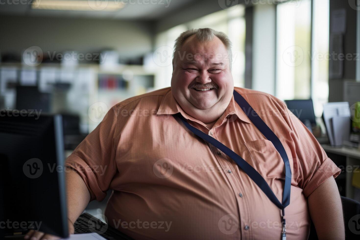 a fat man sitting in front of a computer generative ai 32097990 Stock ...