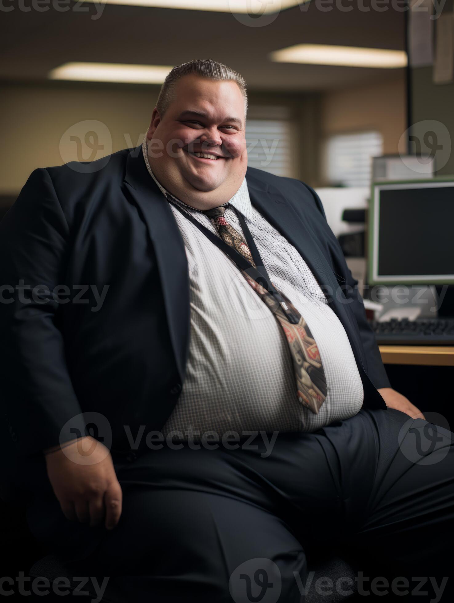 a fat man sitting on a chair generative ai 32097993 Stock Photo at Vecteezy