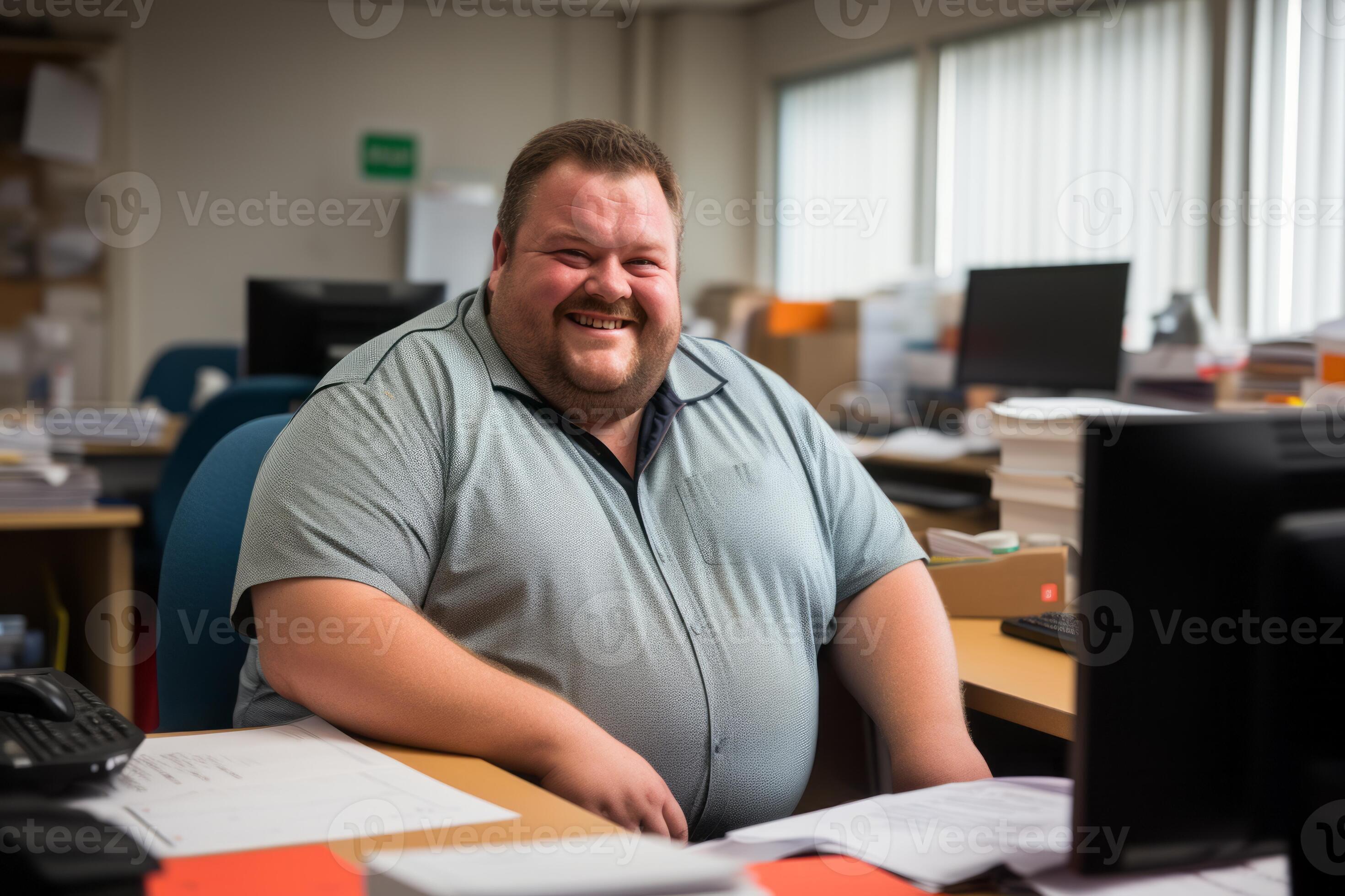 a man sitting at a desk in front of a computer generative ai 32098348 ...