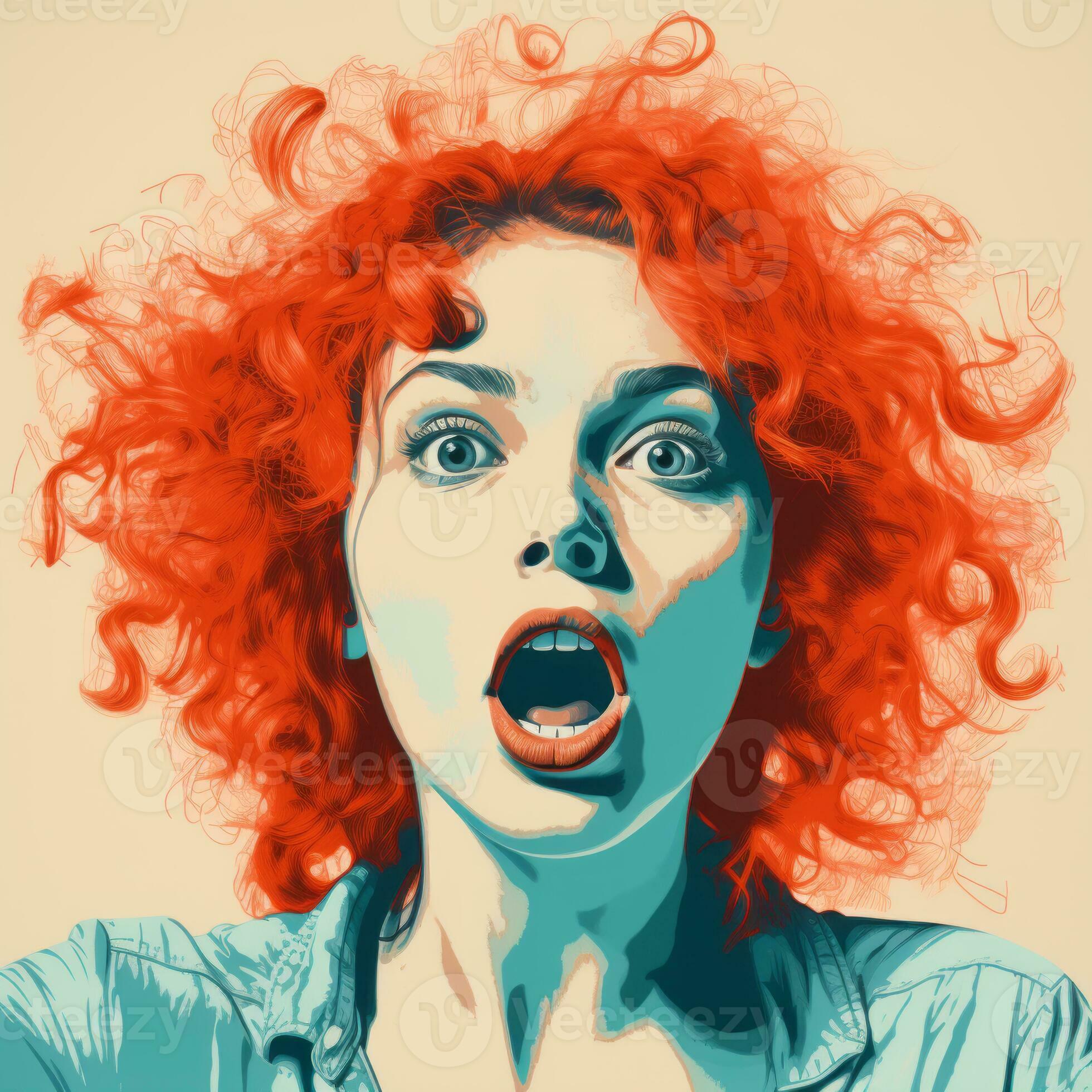 A Pop Art Style Illustration Of A Woman With Red Hair Generative Ai
