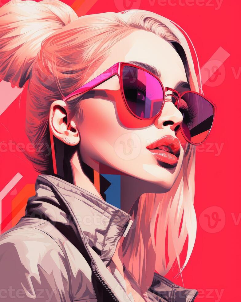 an illustration of a woman wearing sunglasses generative ai 32112039 ...