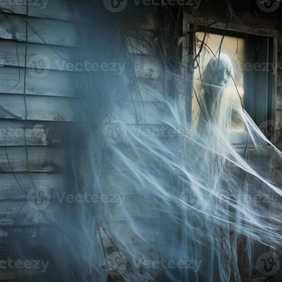 a ghostly figure is standing in front of a window generative ai 32119432 Stock Photo at Vecteezy