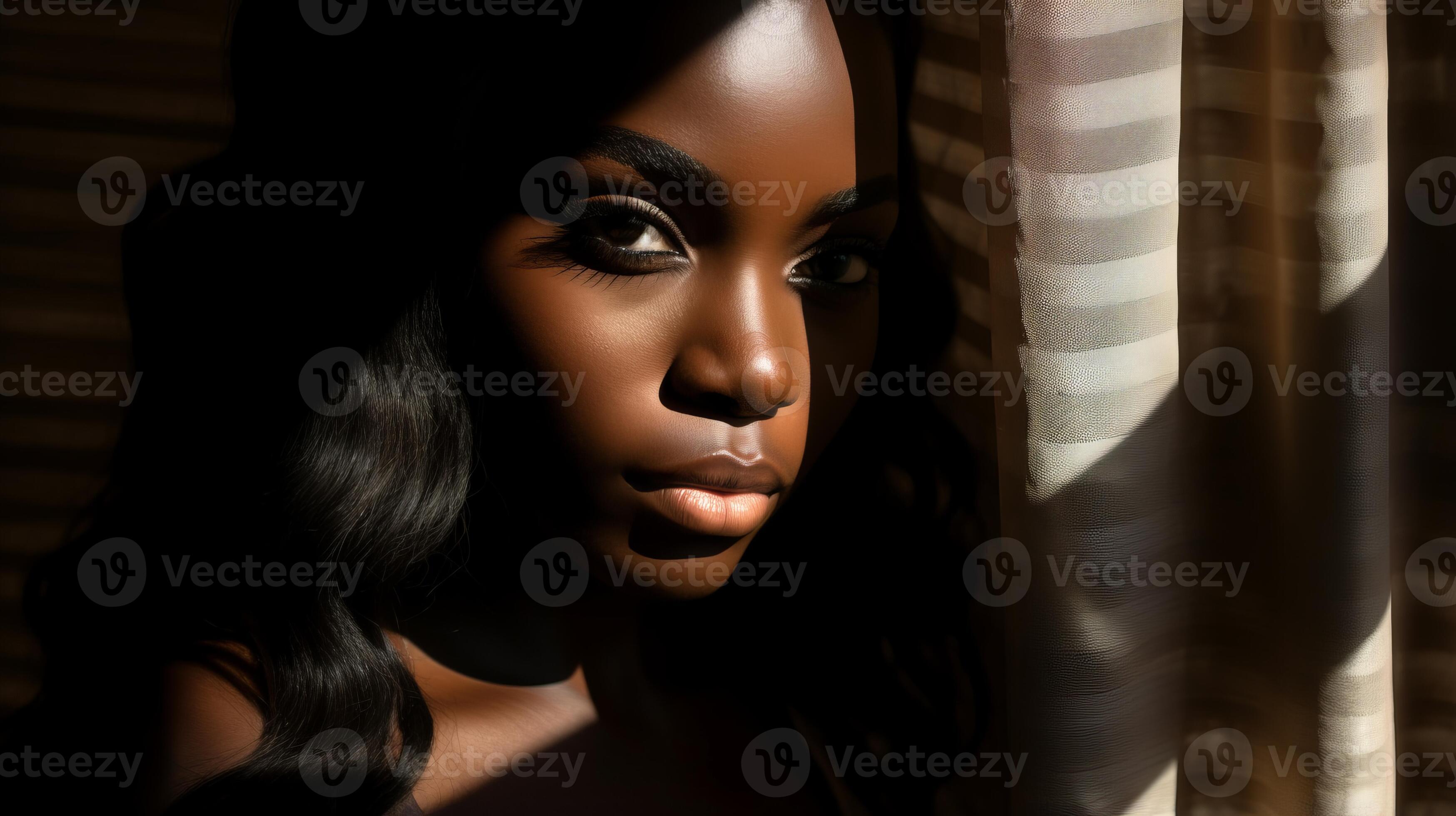 an african american woman is looking out the window generative ai 32125465 Stock Photo at Vecteezy