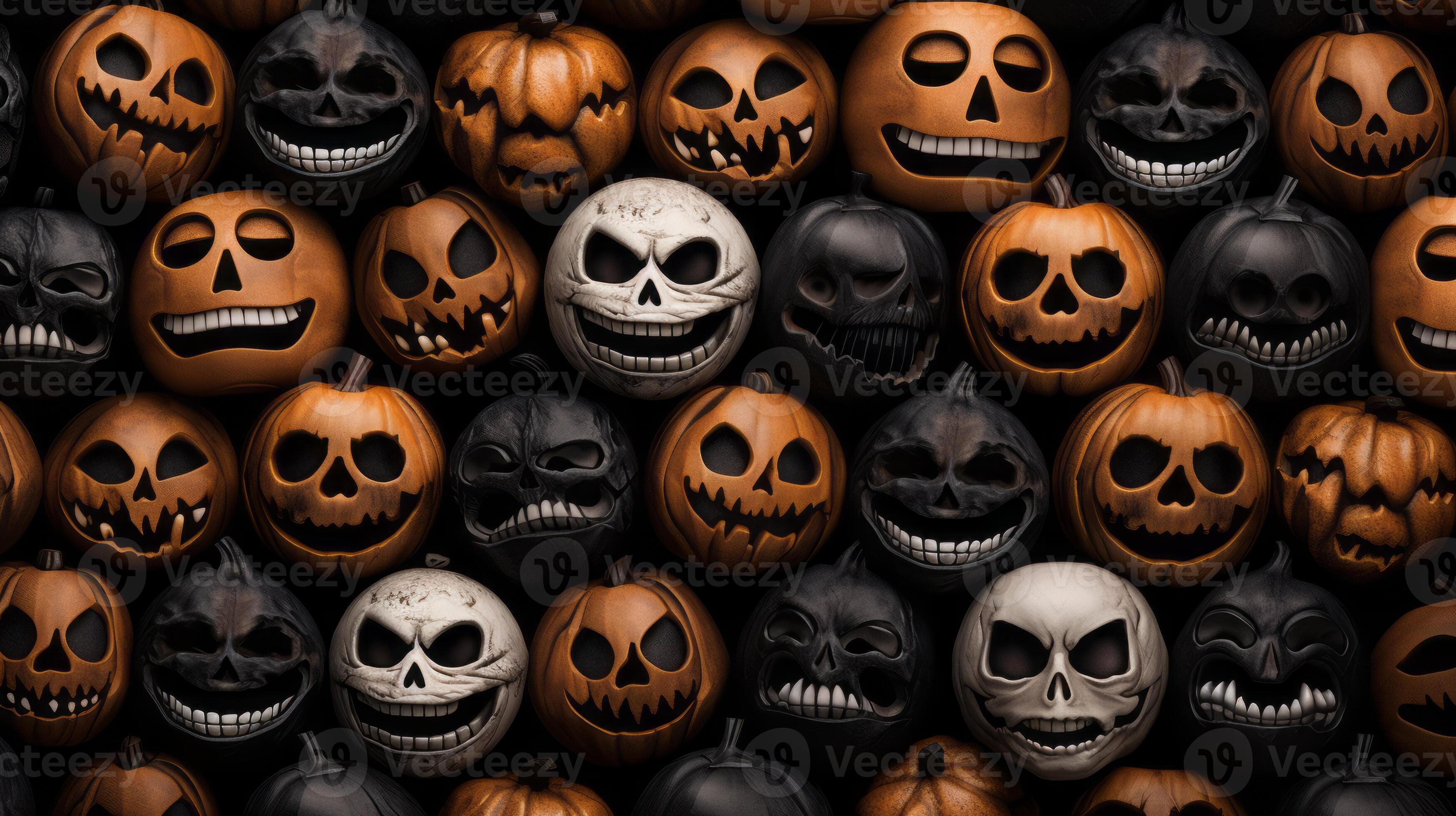 many halloween jack o lanterns are shown in this image generative ai ...