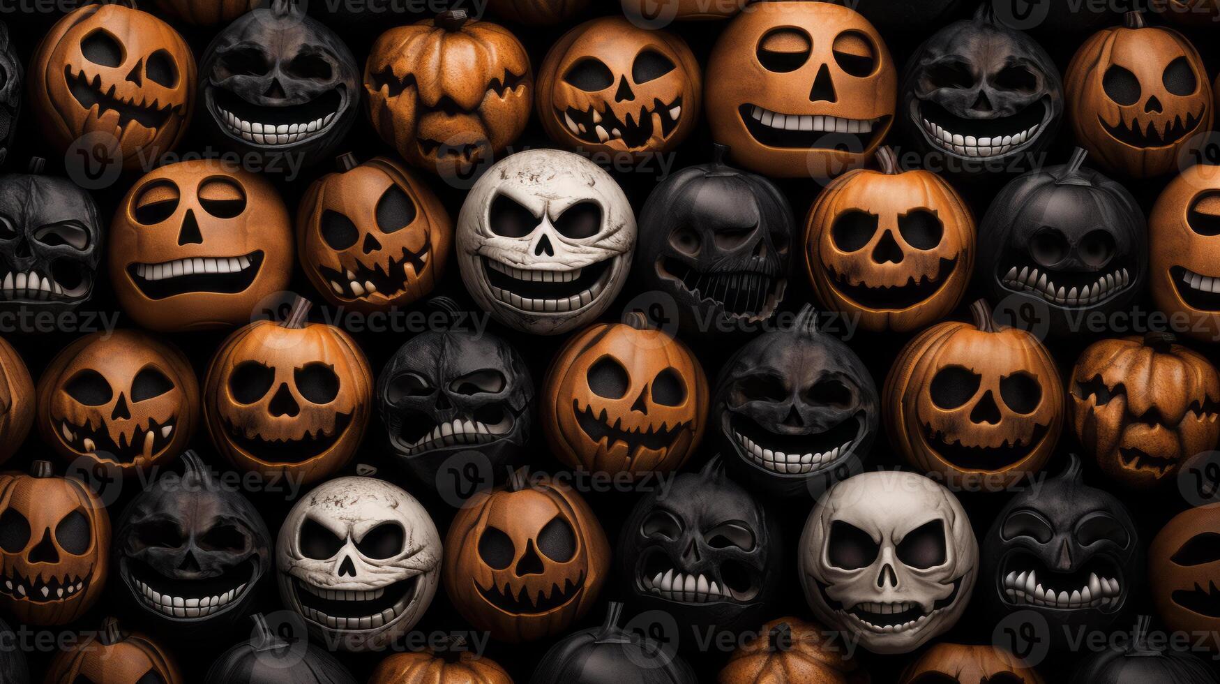 many halloween jack o lanterns are shown in this image generative ai ...