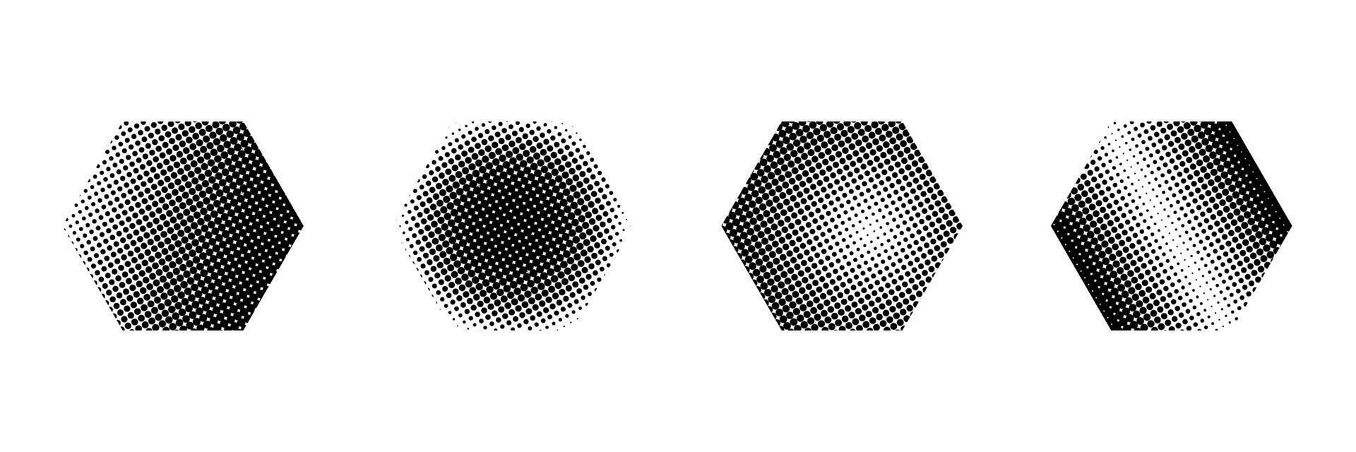 Set Of Geometric Halftone Effect Pattern Element Vector Template