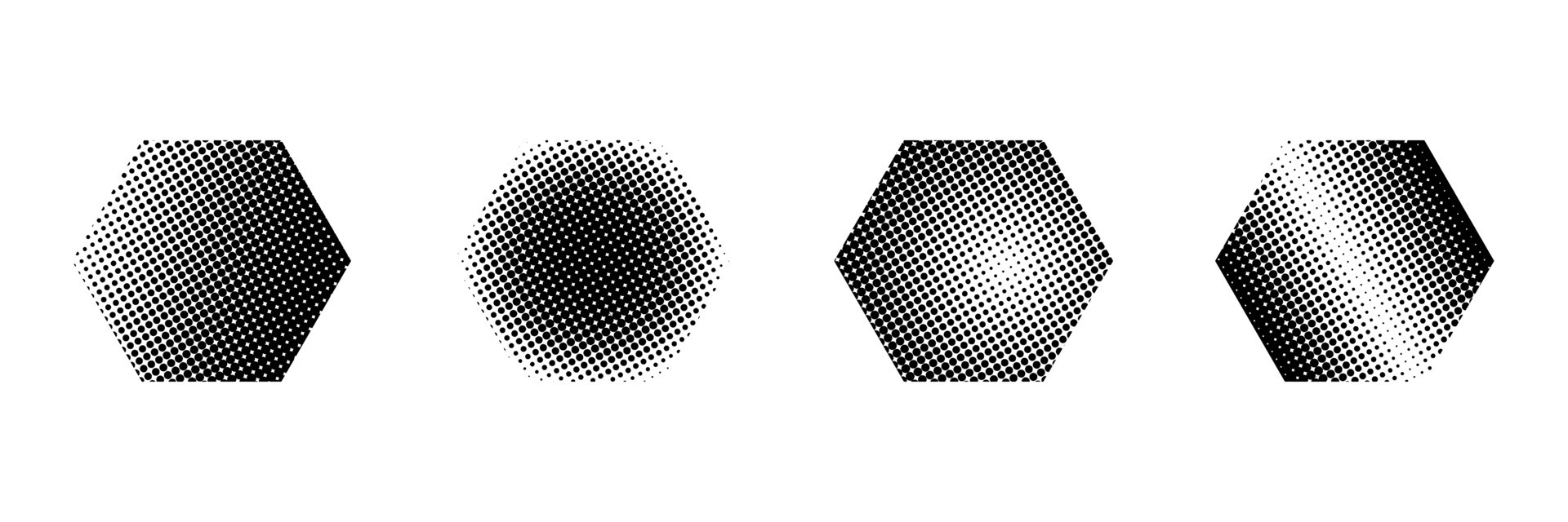 Set Of Geometric Halftone Effect Pattern Element Vector Template