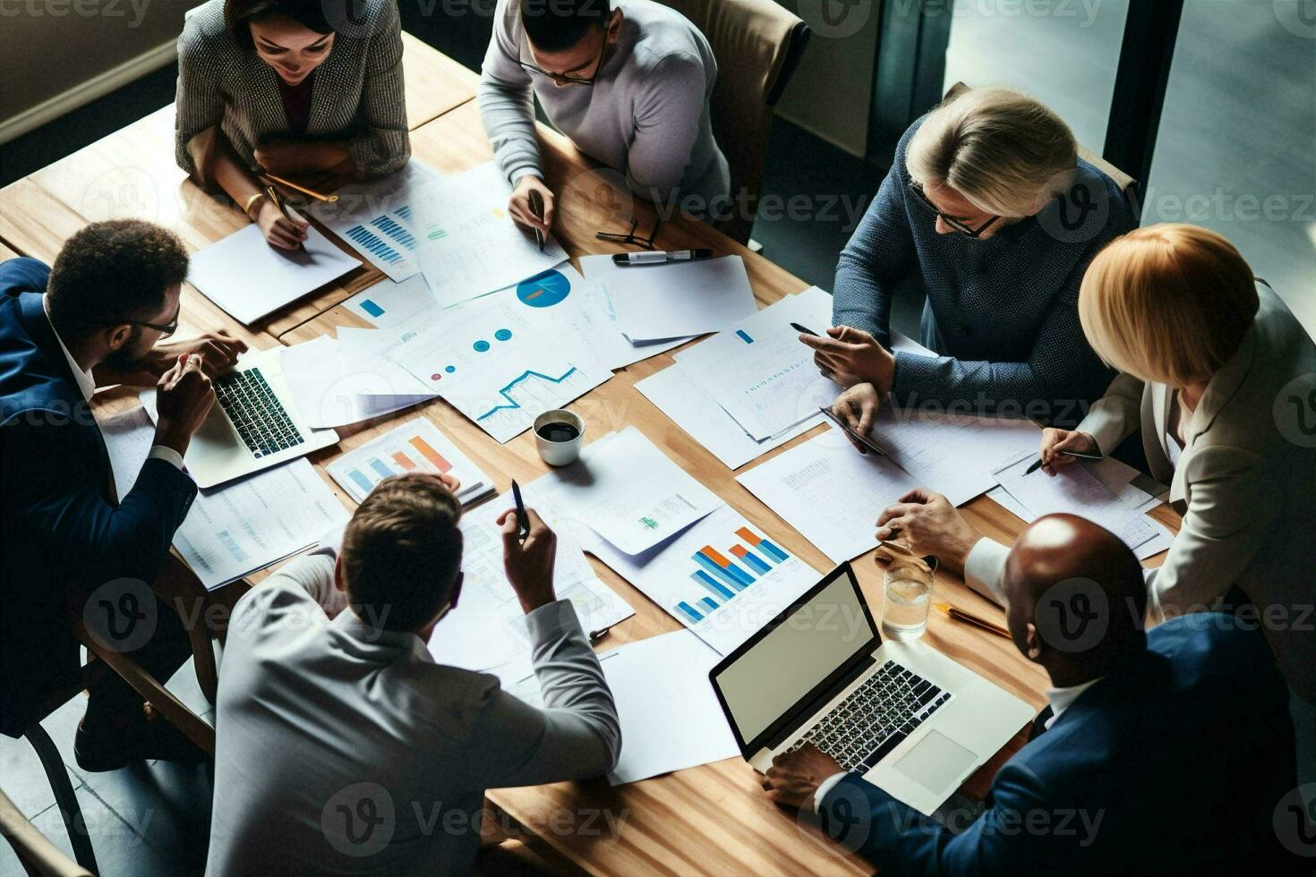 Corporate office discussion teamwork administration team brainstorming meeting businessmen group ...