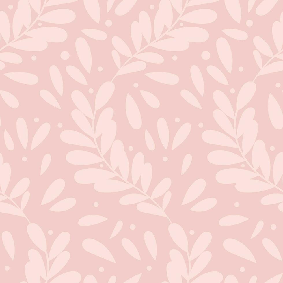 Delicate pastel pink vector pattern with leaves, elegant background ...