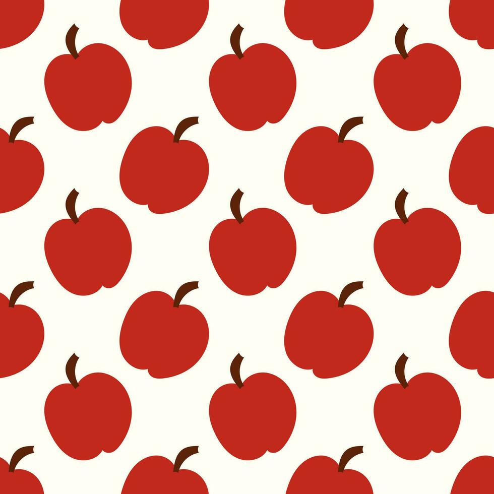 Red Apple Seamless Pattern Eco Farming Fruit Flat Vector Illustration
