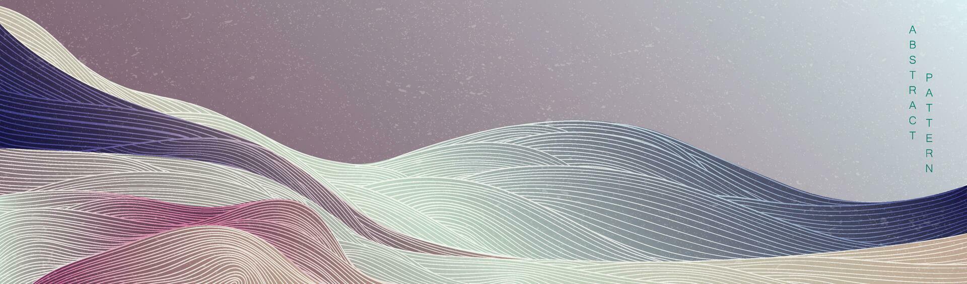 Japanese Background With Line Wave Pattern Vector Abstract Art Template With Wave Pattern