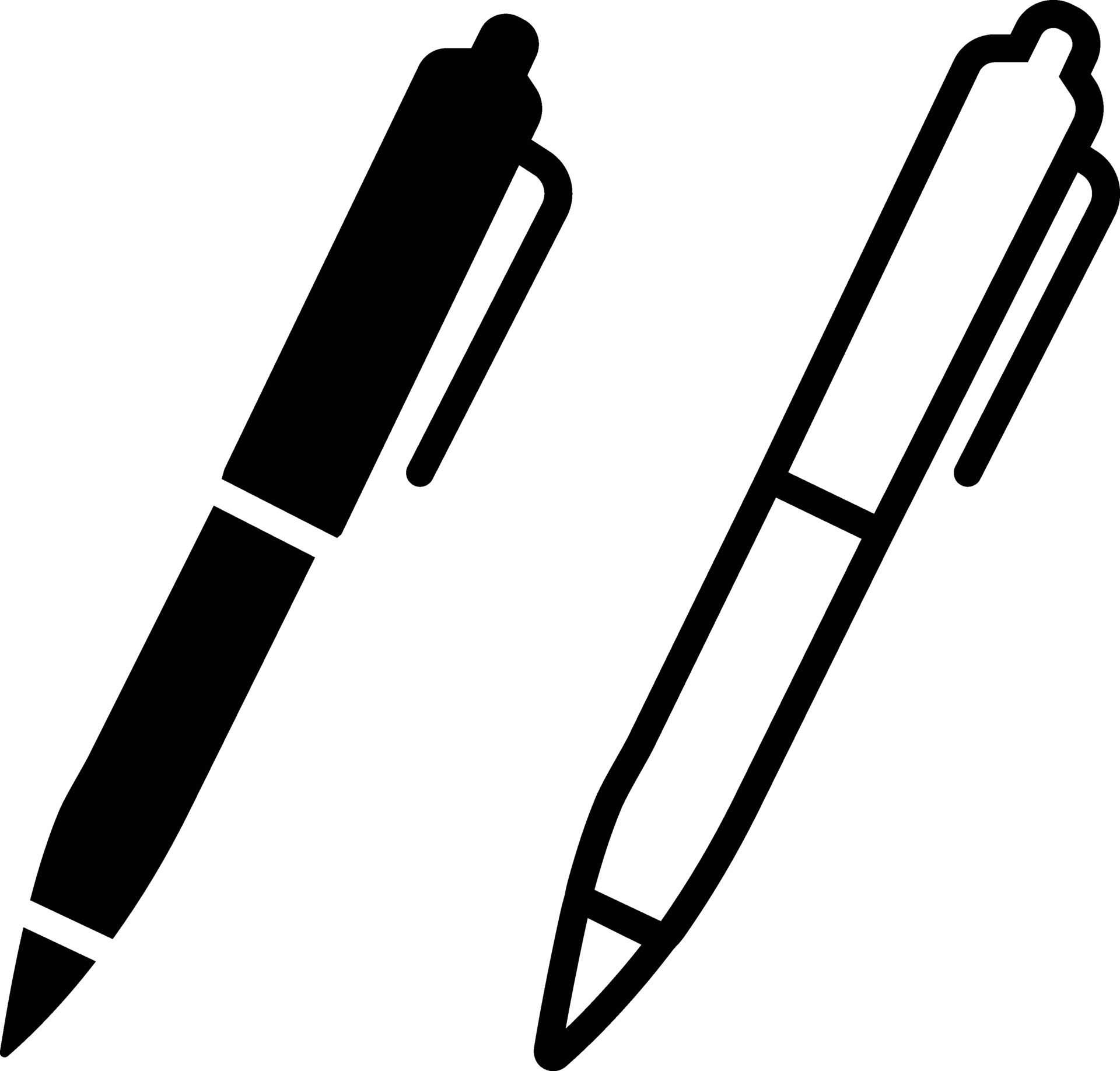 Black Pen icons set. Signature pen outline and filled vector sign ...