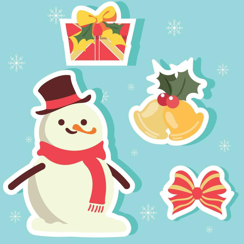Cute christmas stickers set vector illustration 32176211 Vector Art at ...
