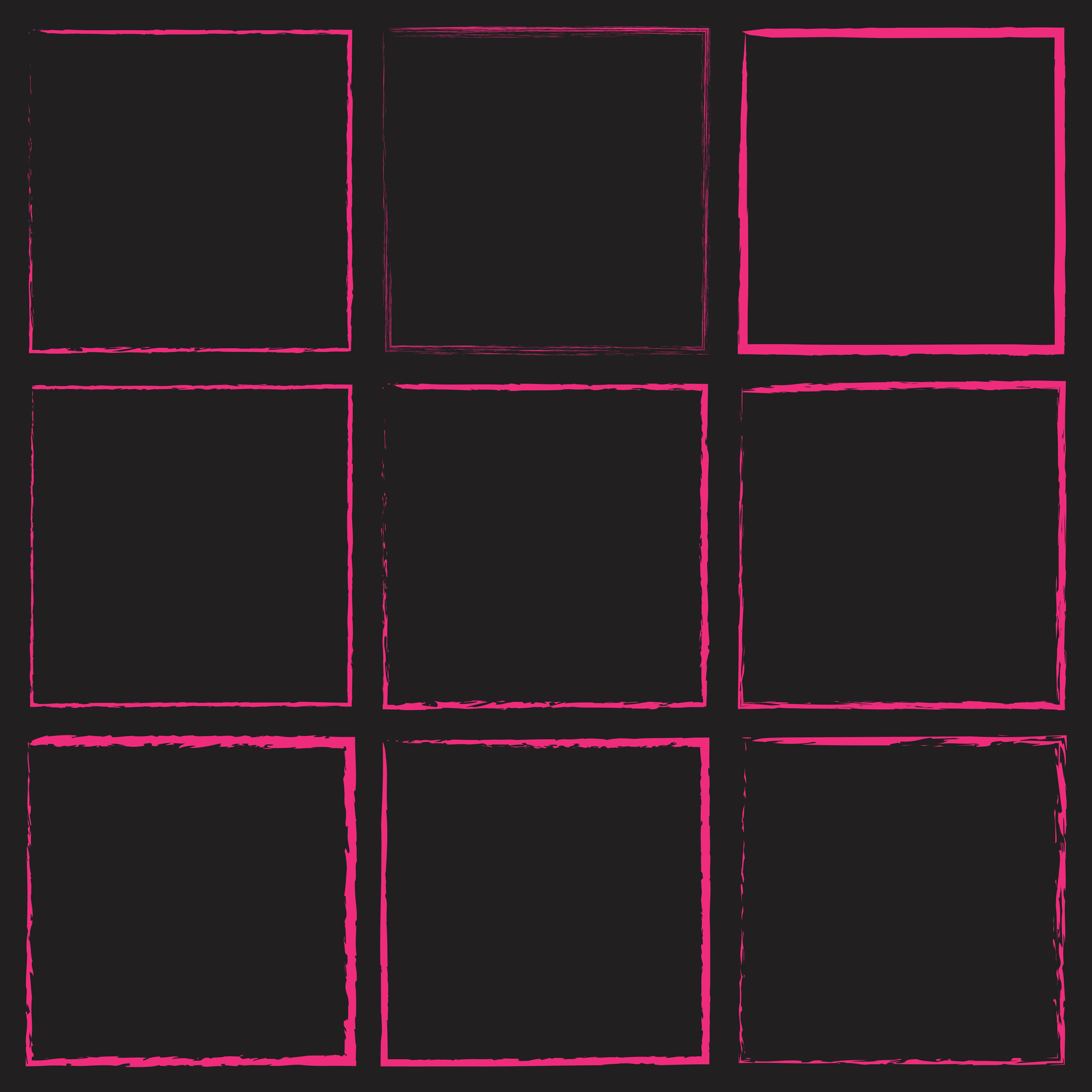 Grunge Square And Rectangle Frames Ink Empty Black Boxes Set Rectangle Borders Collections