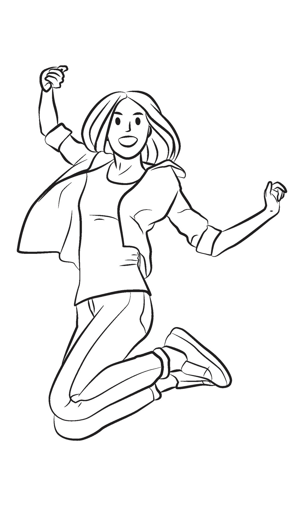 Vector Woman Happy Jumping Pose Character Cartoon Line Art Illustration 32186632 Vector Art At