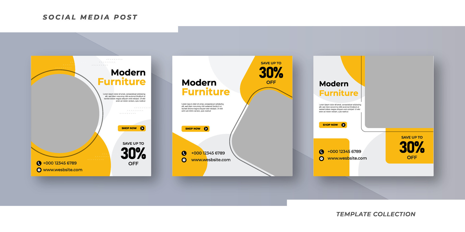 Modern furniture social media post design template with shapes interior Pro Vector 32188440 ...