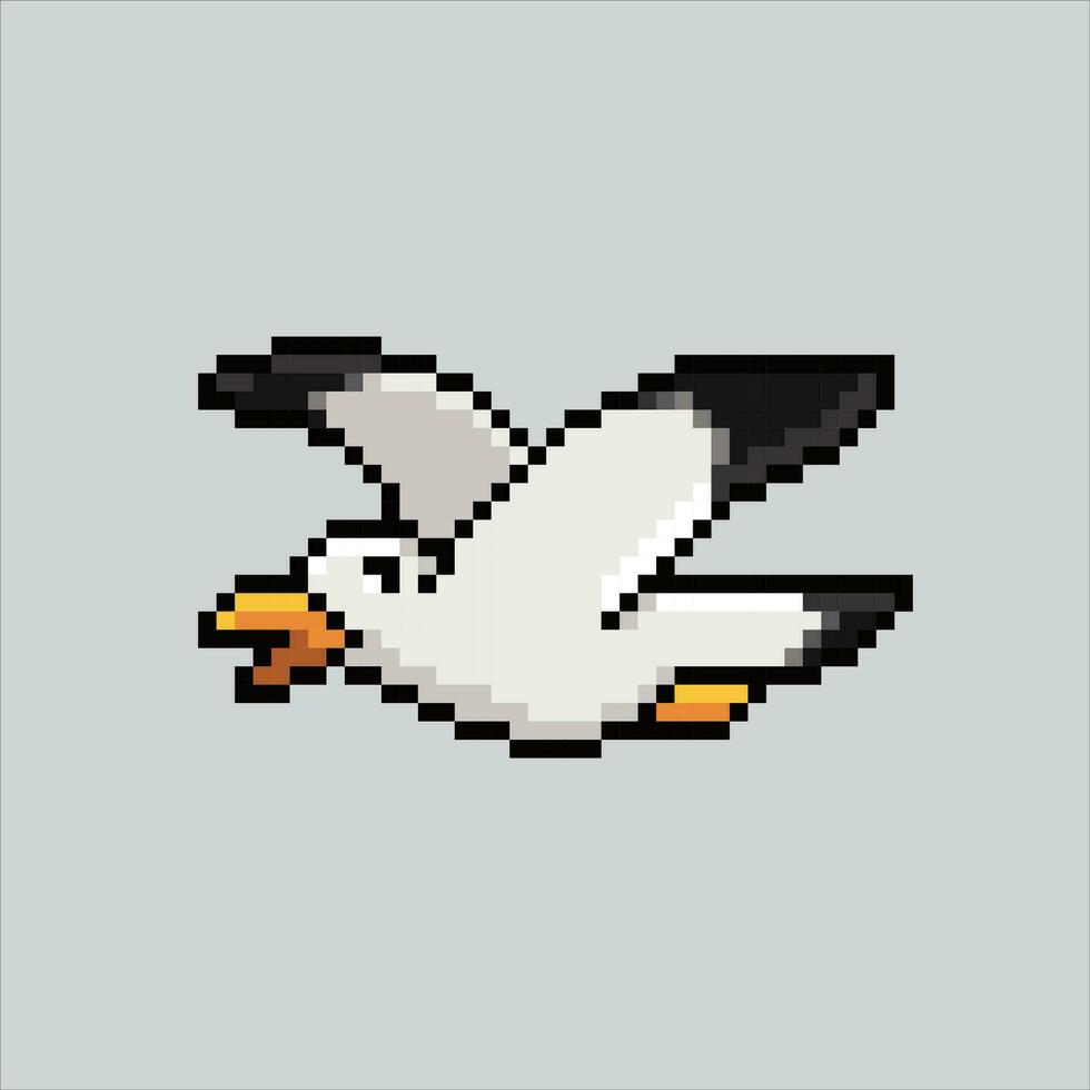 Pixel art illustration Seagull. Pixelated seagull. ocean seagull icon pixelated for the pixel ...