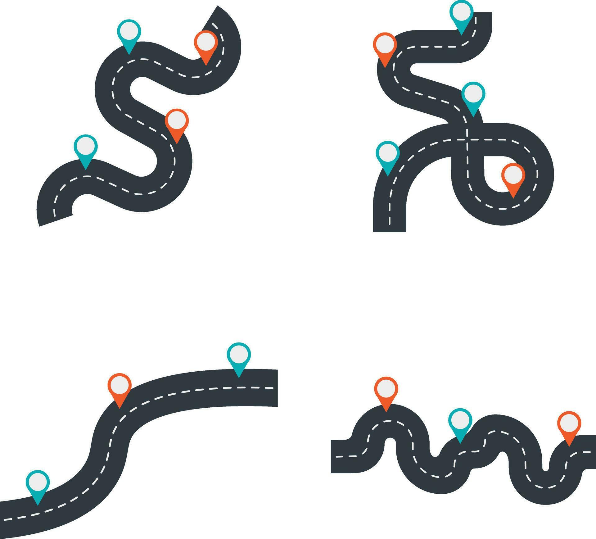 Road Map Route For Application Background. Isolated Vector Set ...