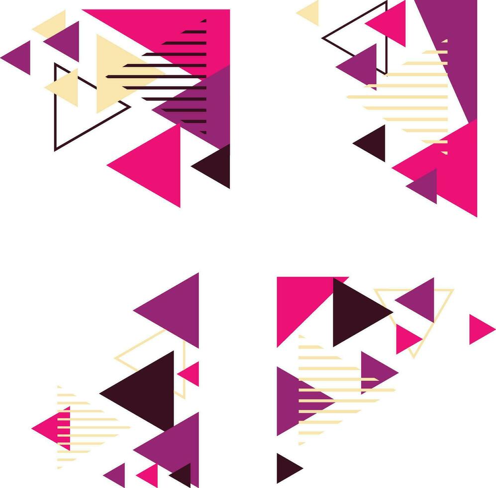 Triangle Corner Shape With Abstract Design Isolated On White Background Vector Illustration