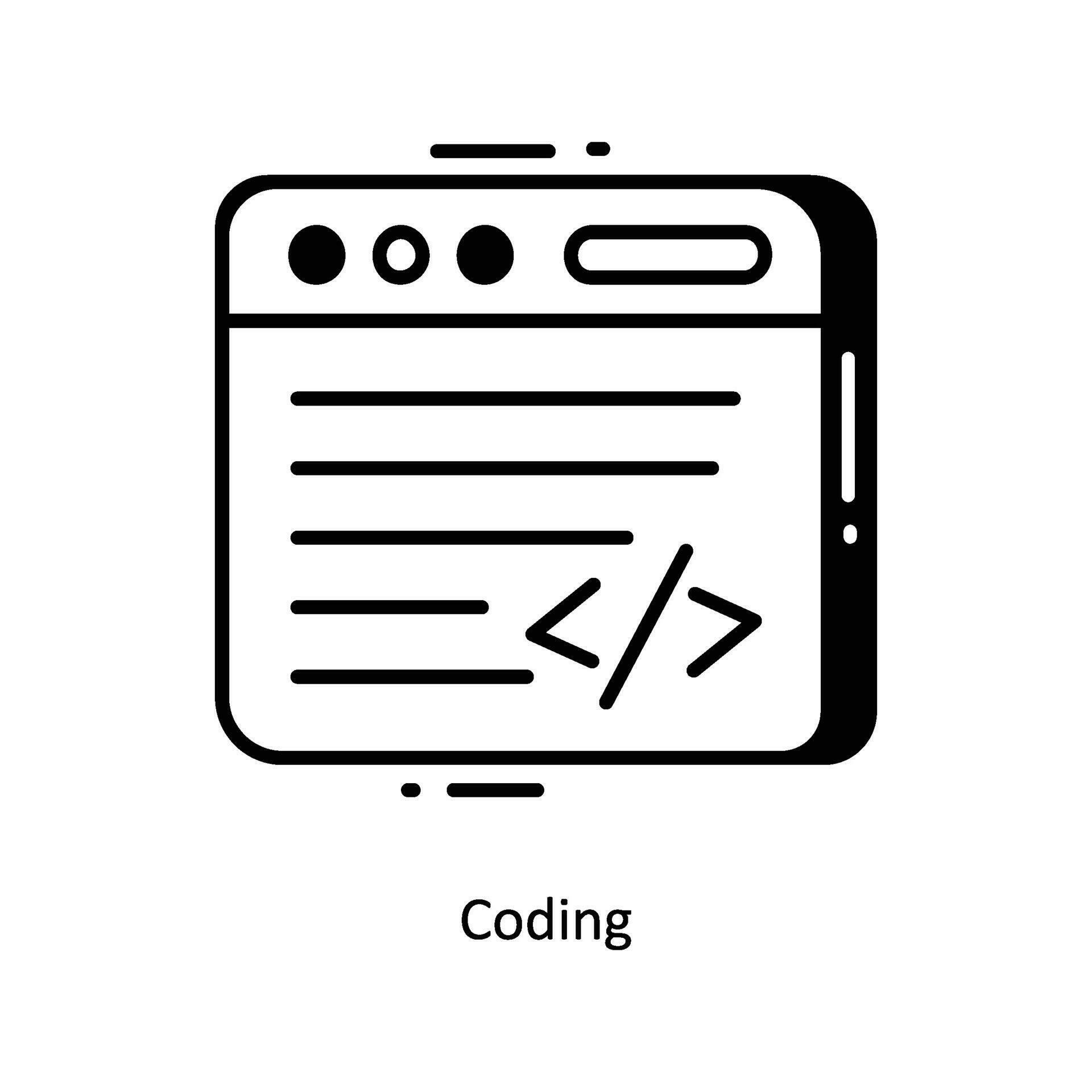 Coding doodle Icon Design illustration. Startup Symbol on White ...