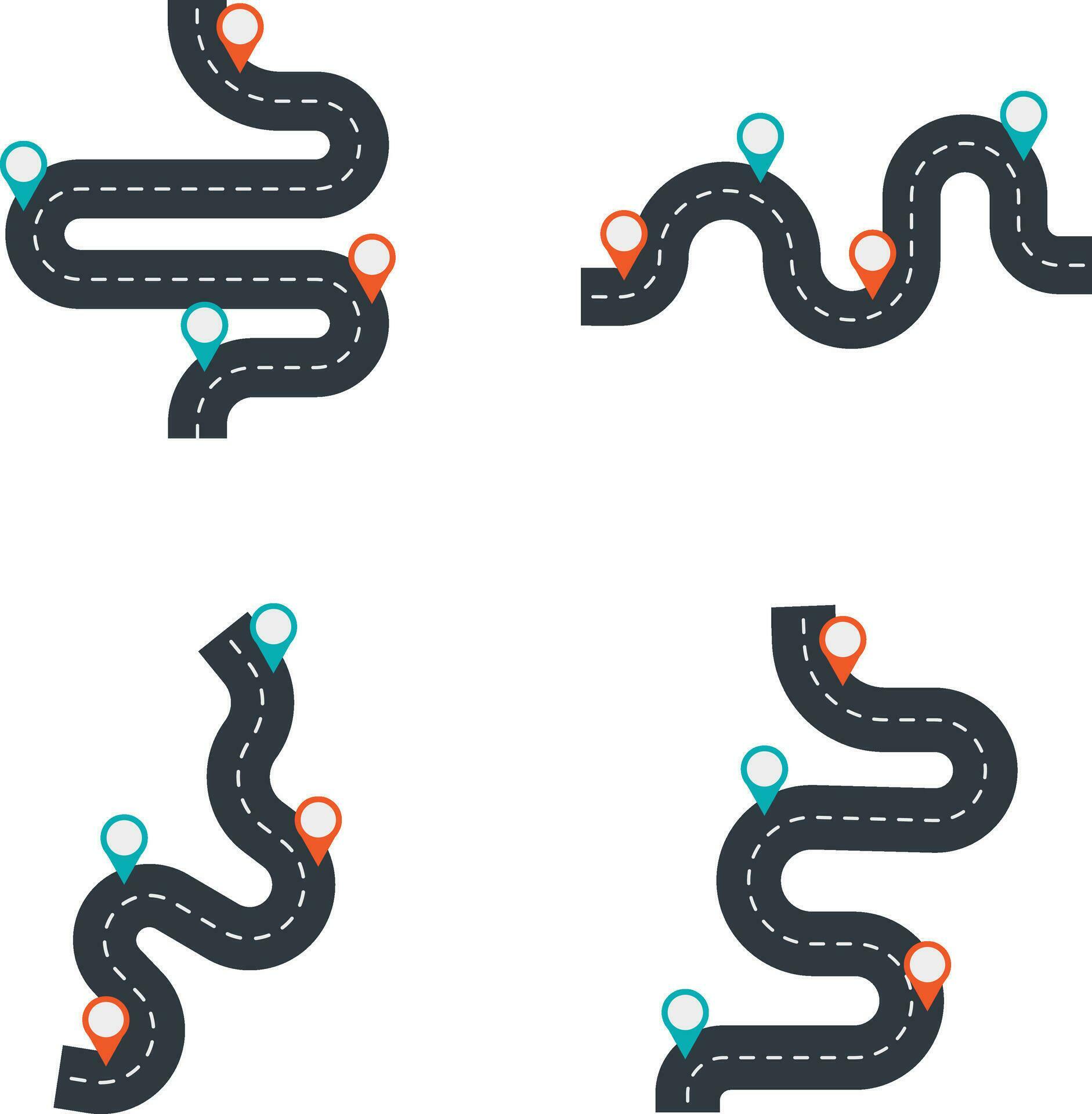 Road Map Route For Application Background. Isolated Vector Set ...