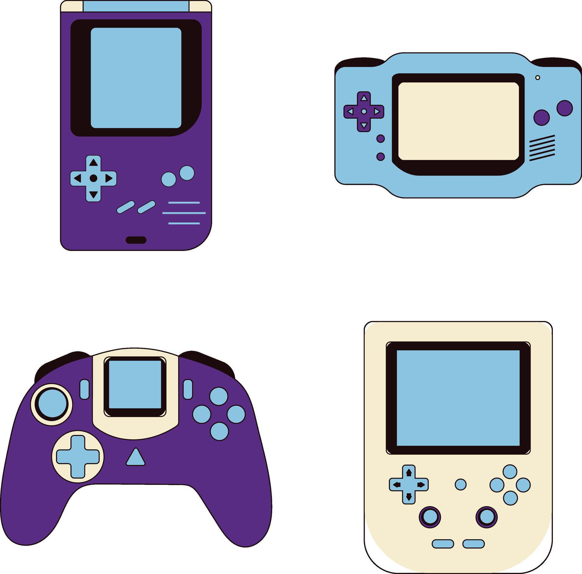 Retro Game Console In White Background. Vector Illustration Set ...