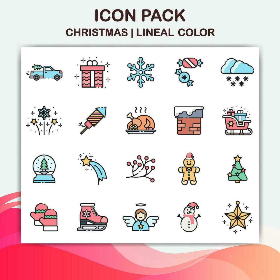 christmas icon pack with lineal color style 32206861 Vector Art at Vecteezy