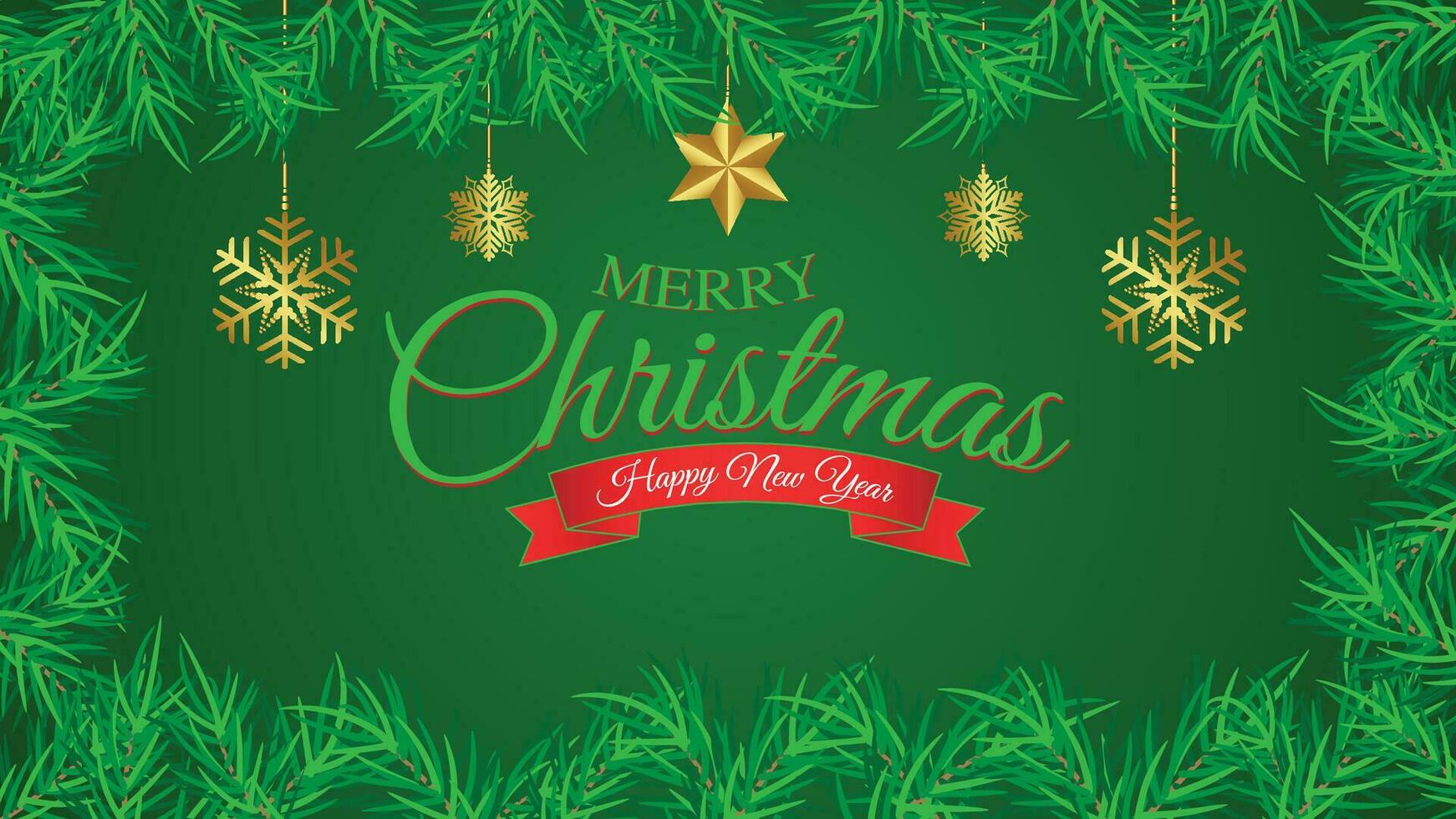 christmas tree with gold stars and ribbon on green background 32209292 ...