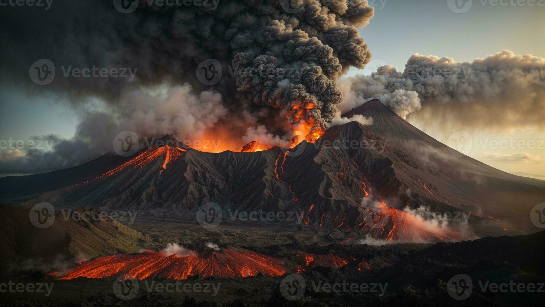 Volcano eruption landscape. Ai Generated 32210524 Stock Photo at Vecteezy