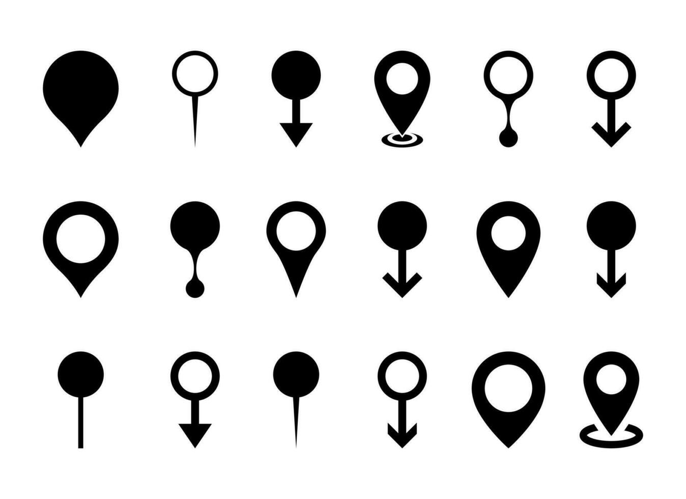 Navigation pin icon vector set collection. Map location, marker sign symbol 32226754 Vector Art ...