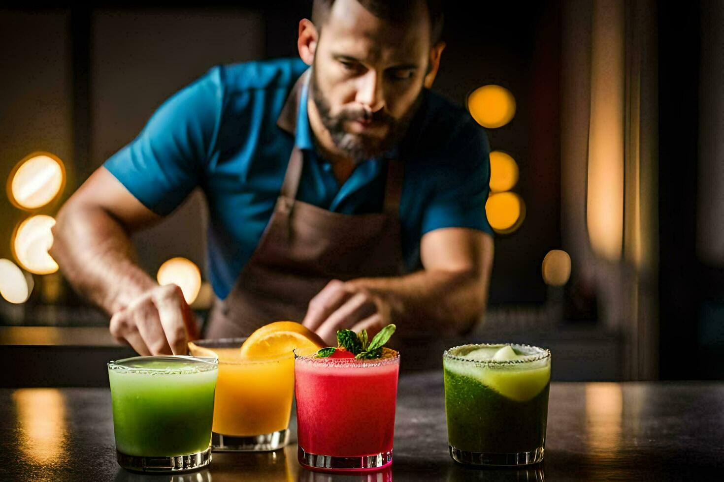 a bartender preparing drinks in a bar. AI-Generated 32234956 Stock Photo at Vecteezy