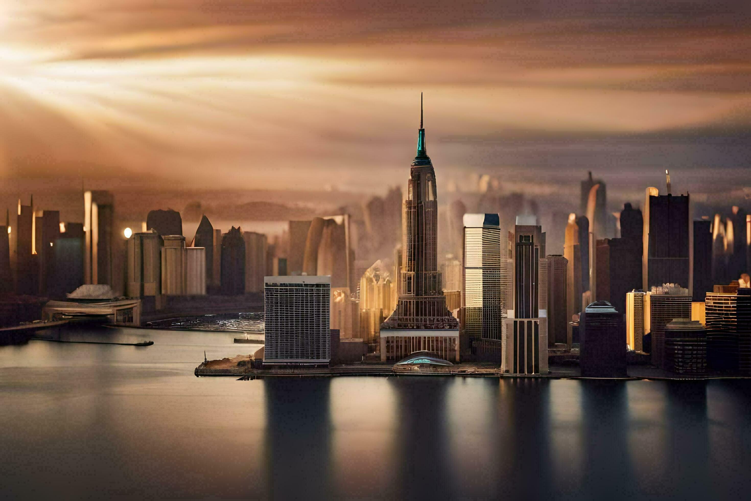 the city skyline of new york is seen in this photo. AI-Generated ...