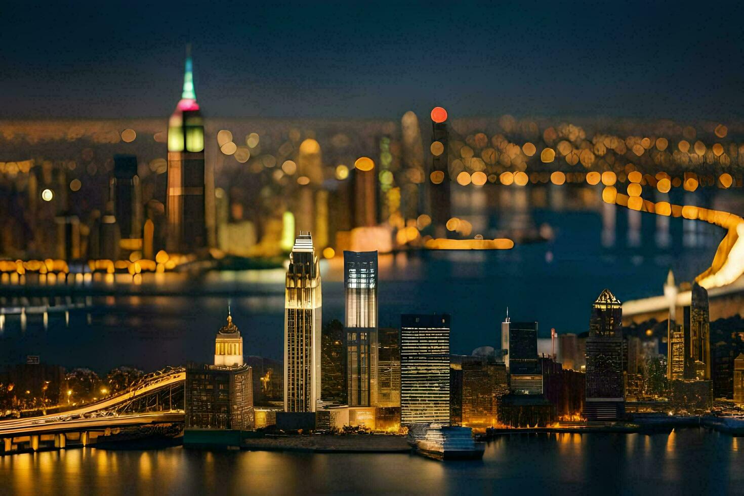the city lights up at night in new york. AI-Generated 32268050 Stock Photo at Vecteezy