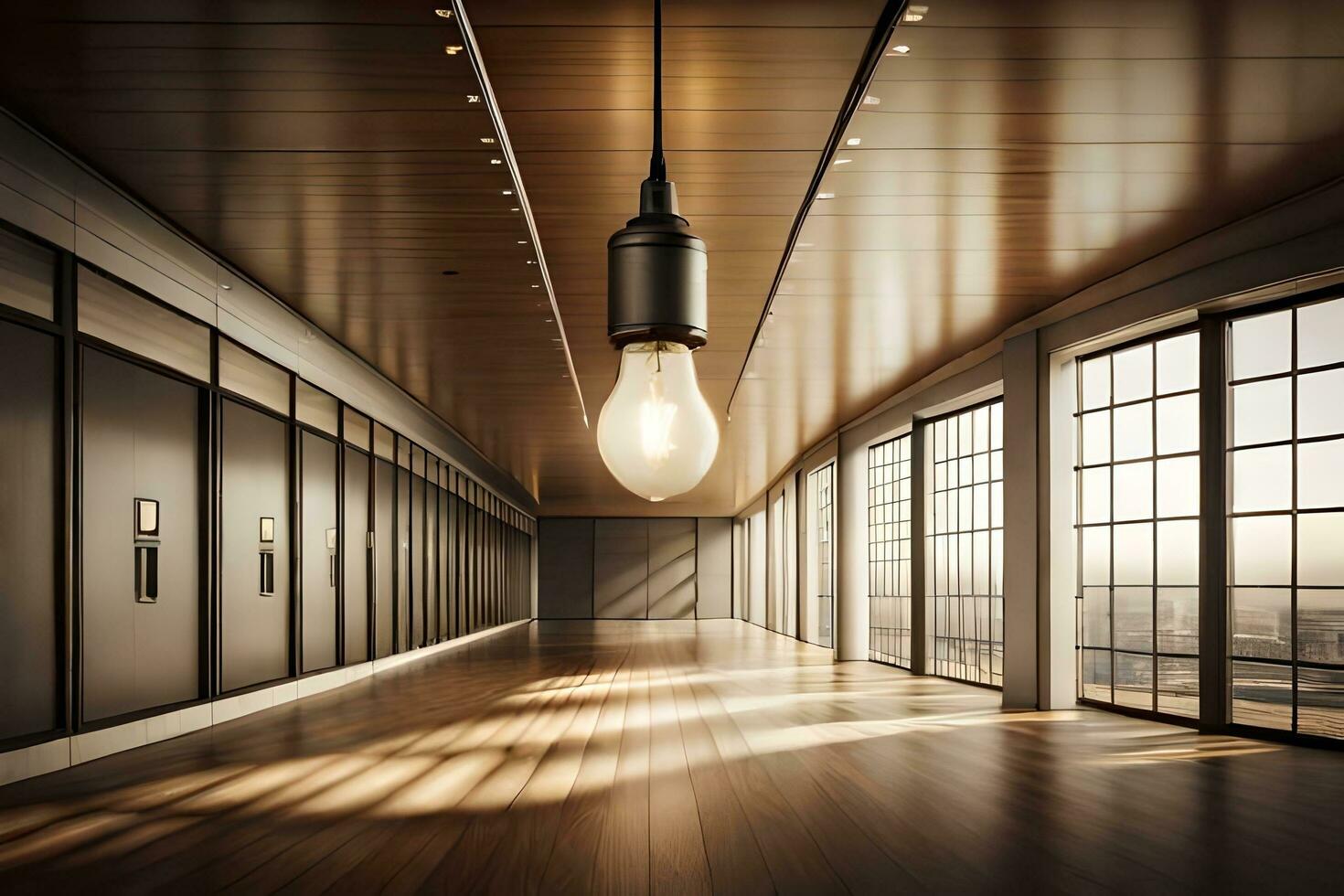 an empty room with a light bulb hanging from the ceiling. AI-Generated ...