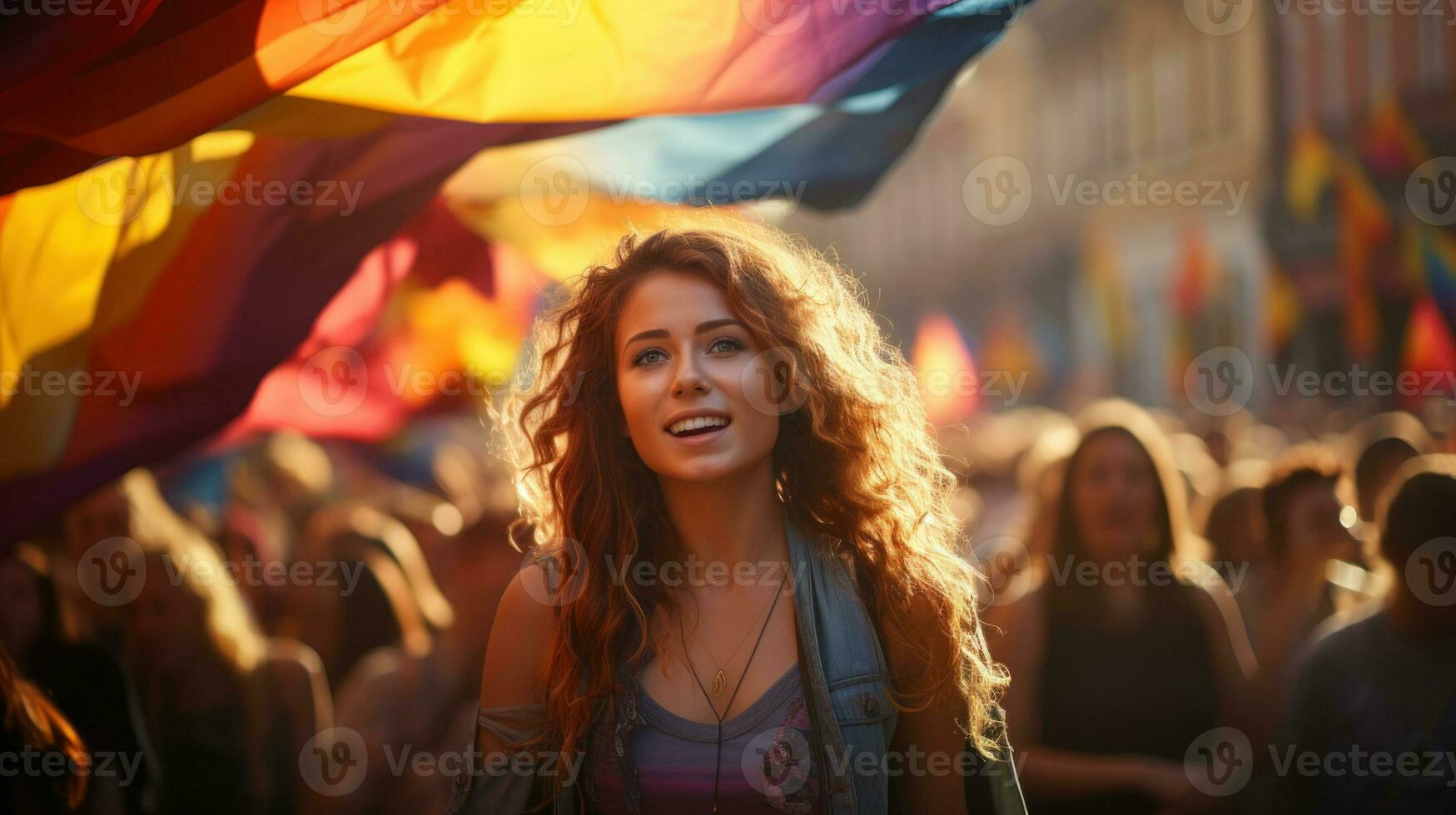 Ai, Ai generated, Diverse and vibrant crowd celebrating LGBTQ pride at ...