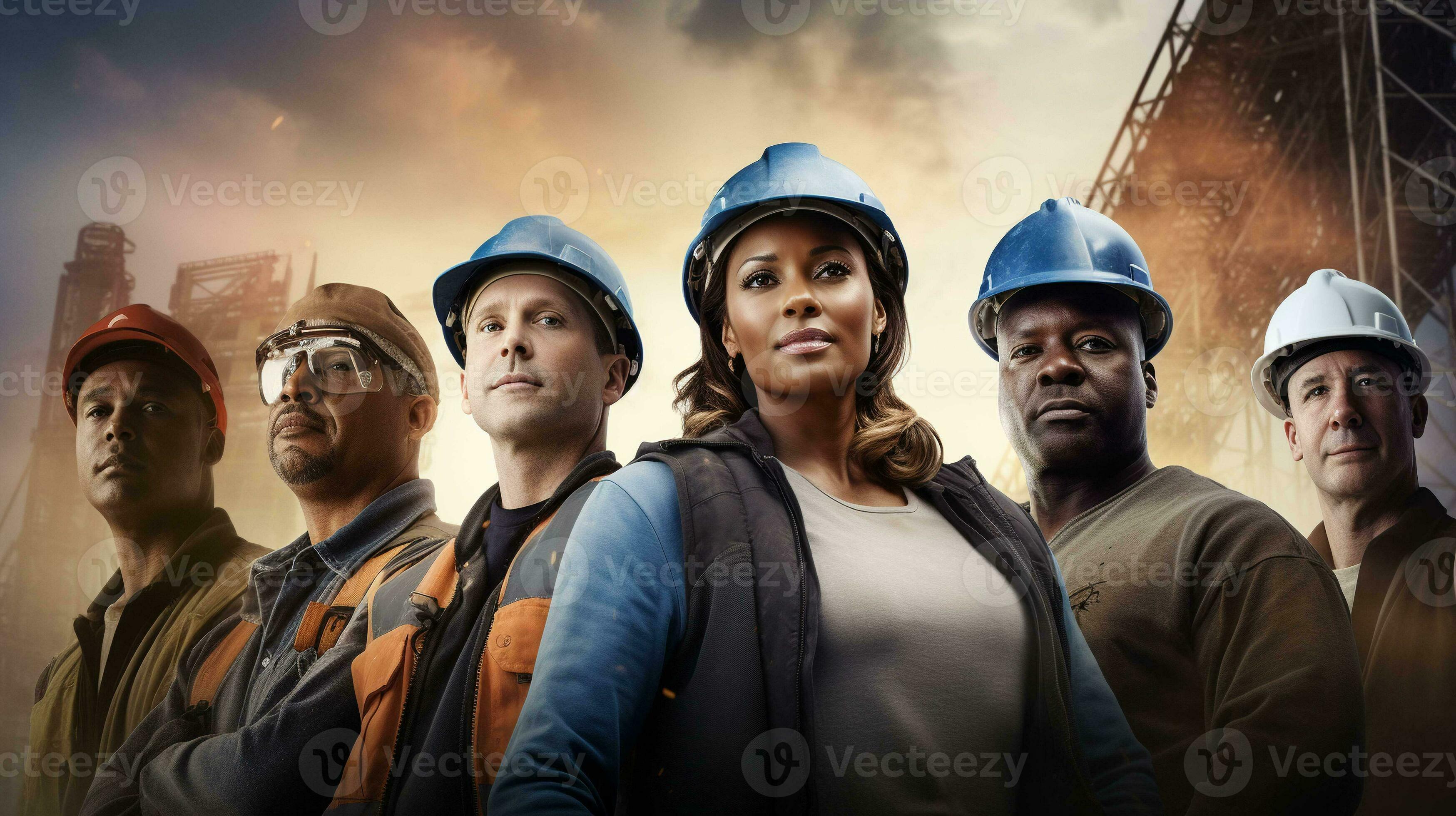 Diverse Engineers at Construction Site. Multicultural Team Building the Future of Infrastructure ...