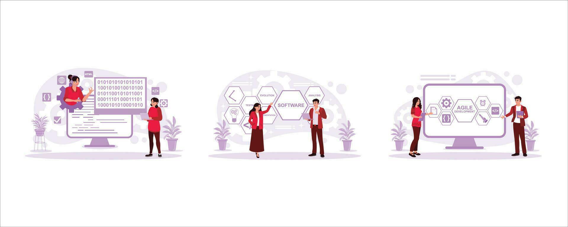 The Concept Of Program Development Internet And Technology Concept On Virtual Screen Software