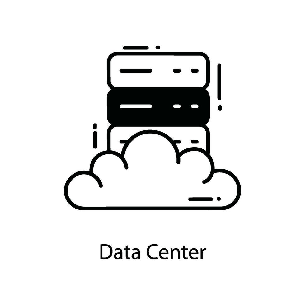 Data Center doodle Icon Design illustration. Networking Symbol on White ...