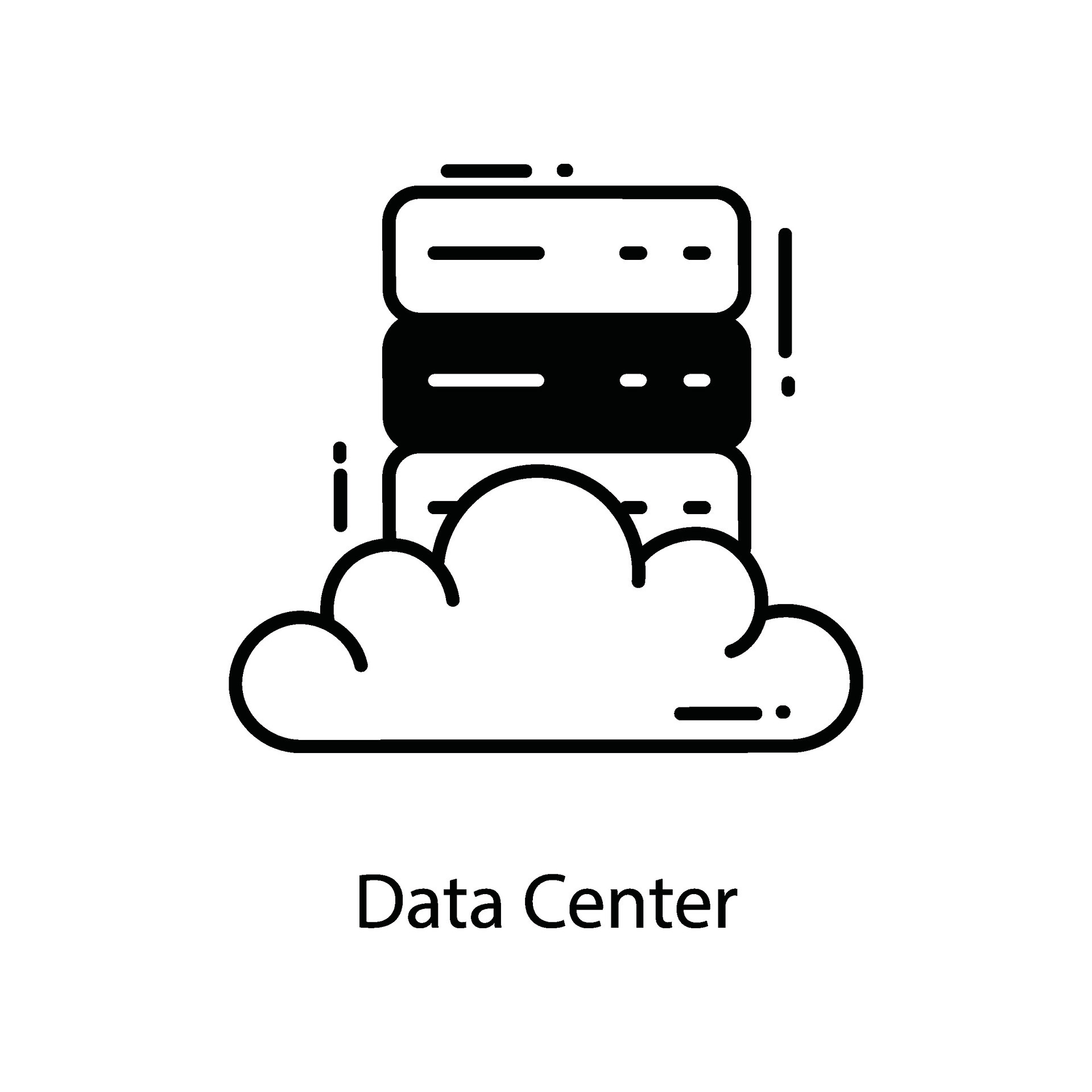 Data Center doodle Icon Design illustration. Networking Symbol on White ...