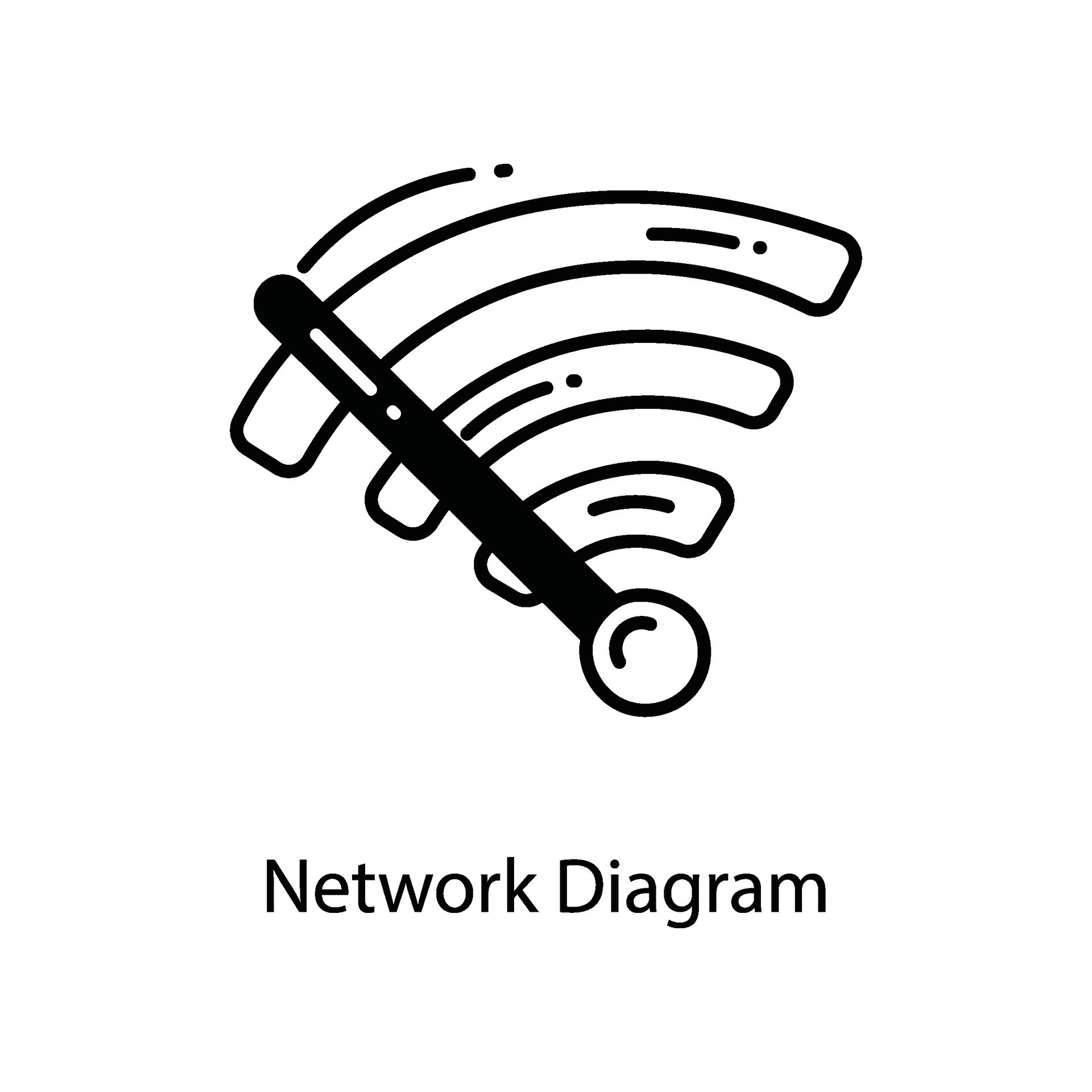 Network Diagram doodle Icon Design illustration. Networking Symbol on ...