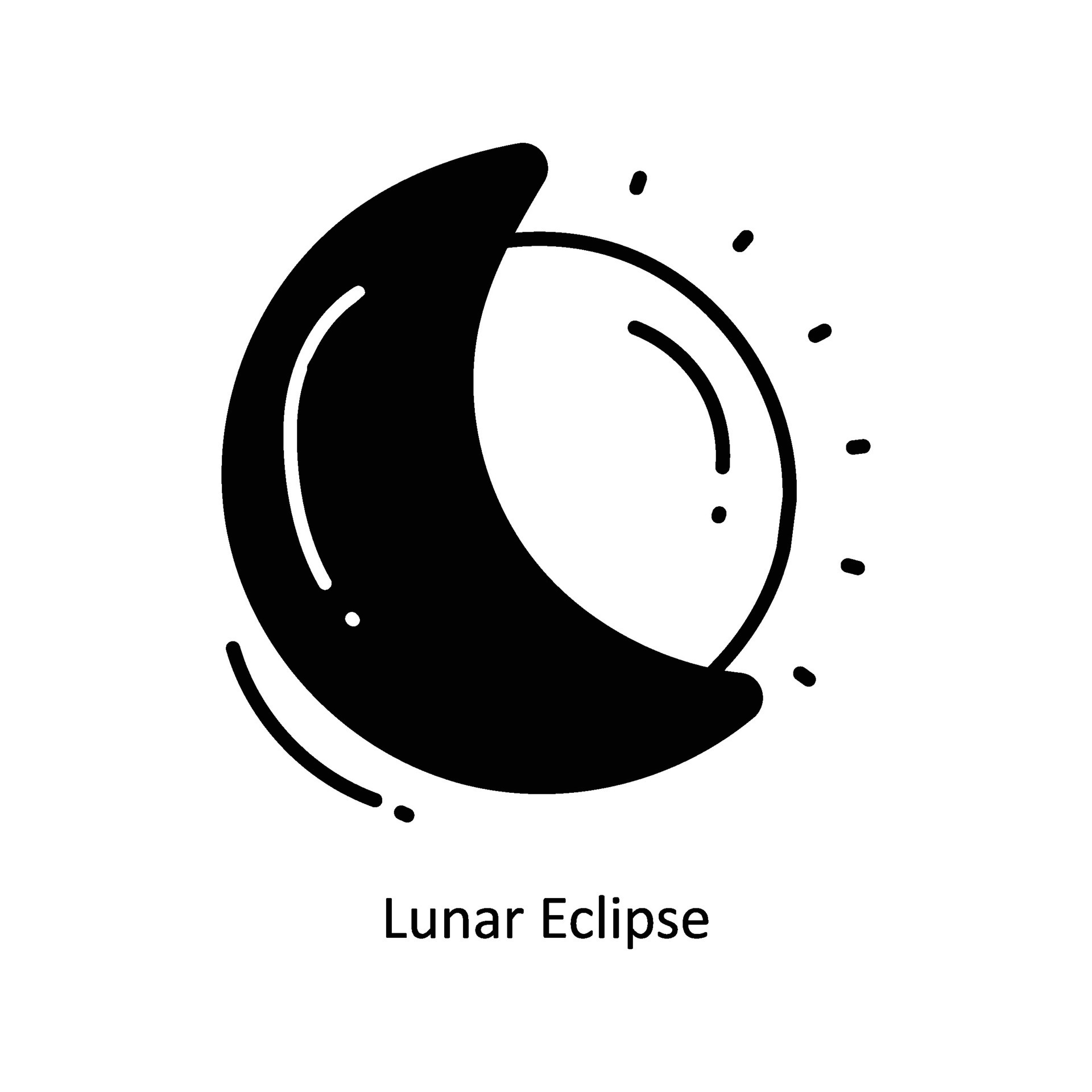 Lunar Eclipse doodle Icon Design illustration. Space Symbol on White ...
