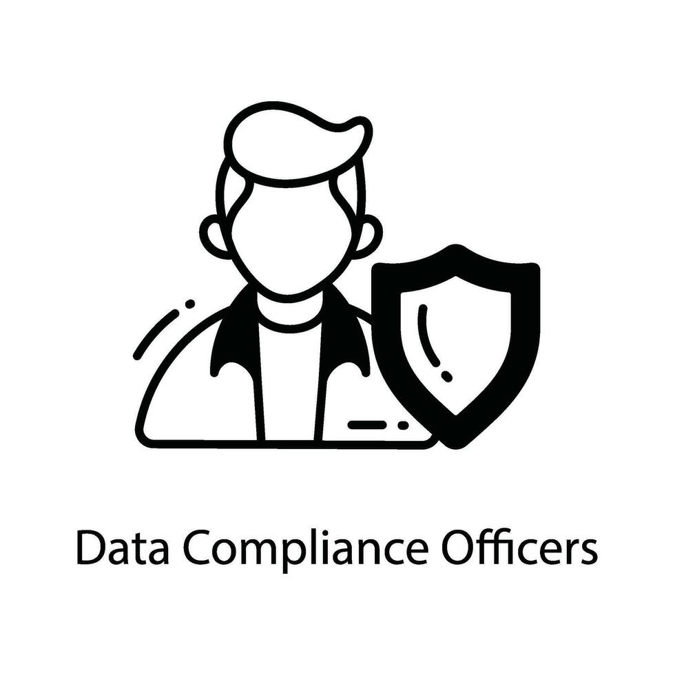 Data Compliance Officers doodle Icon Design illustration. Networking ...