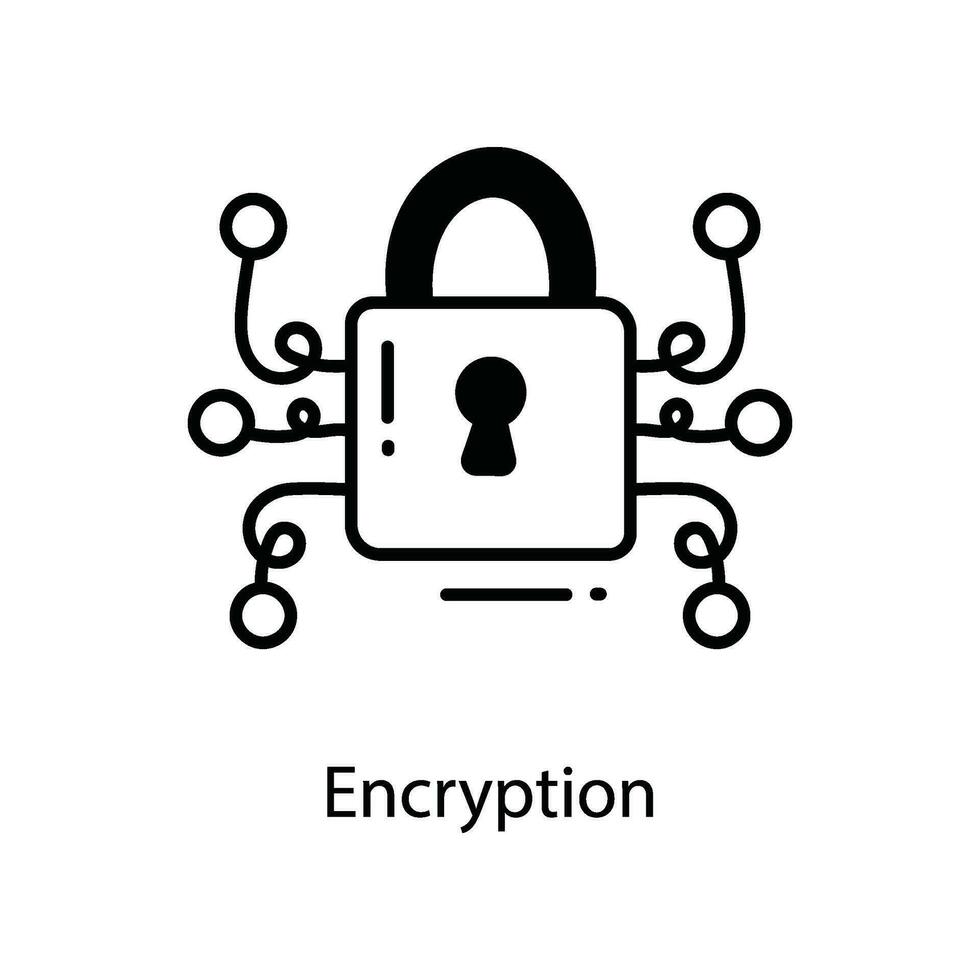 Encryption doodle Icon Design illustration. Networking Symbol on White ...