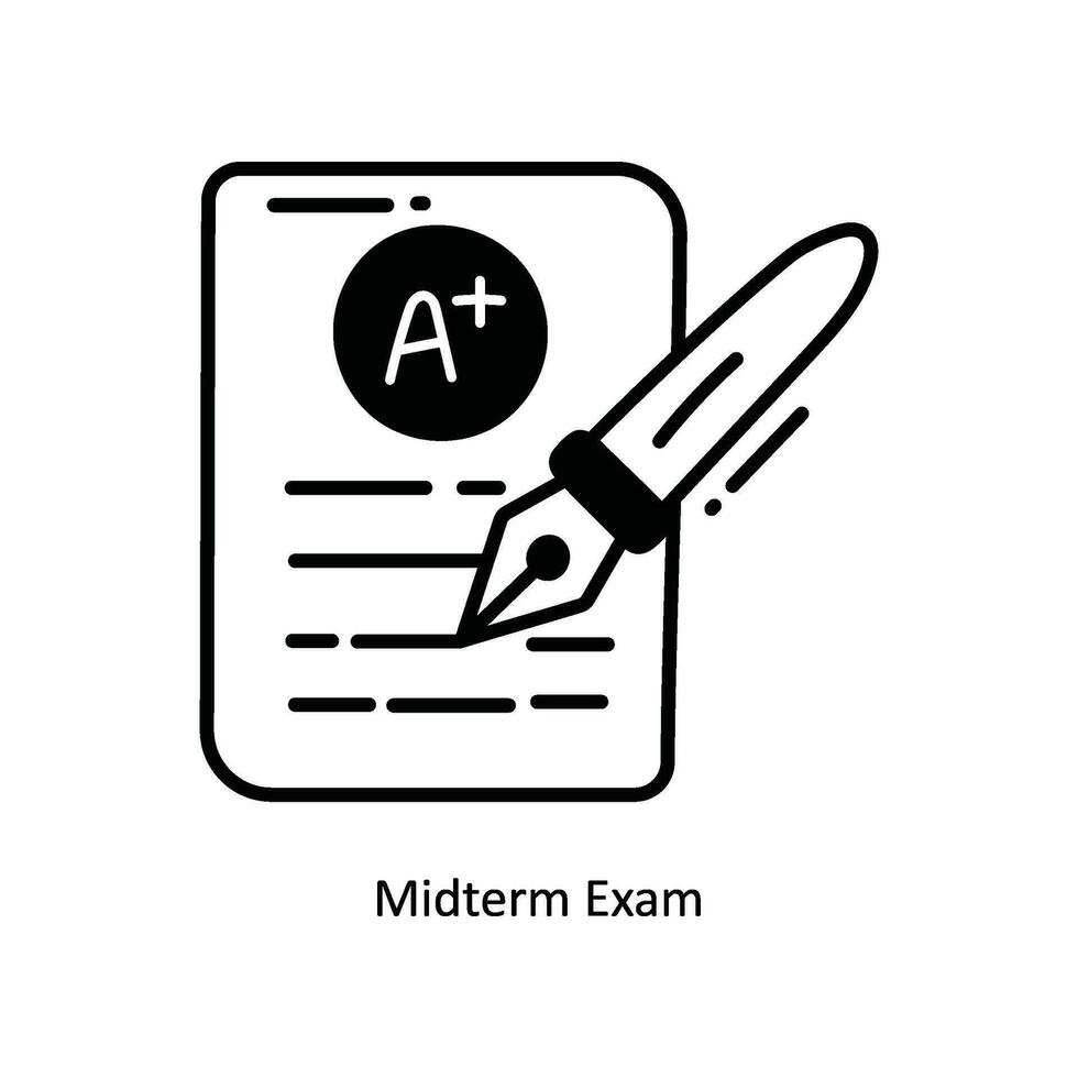 Midterm Exam doodle Icon Design illustration. School and Study Symbol on White background EPS 10 ...