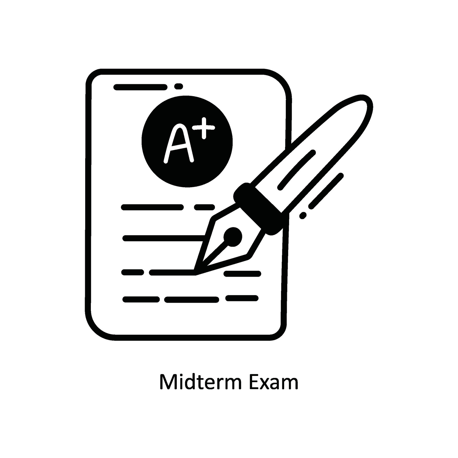 Midterm Exam doodle Icon Design illustration. School and Study Symbol on White background EPS 10 ...