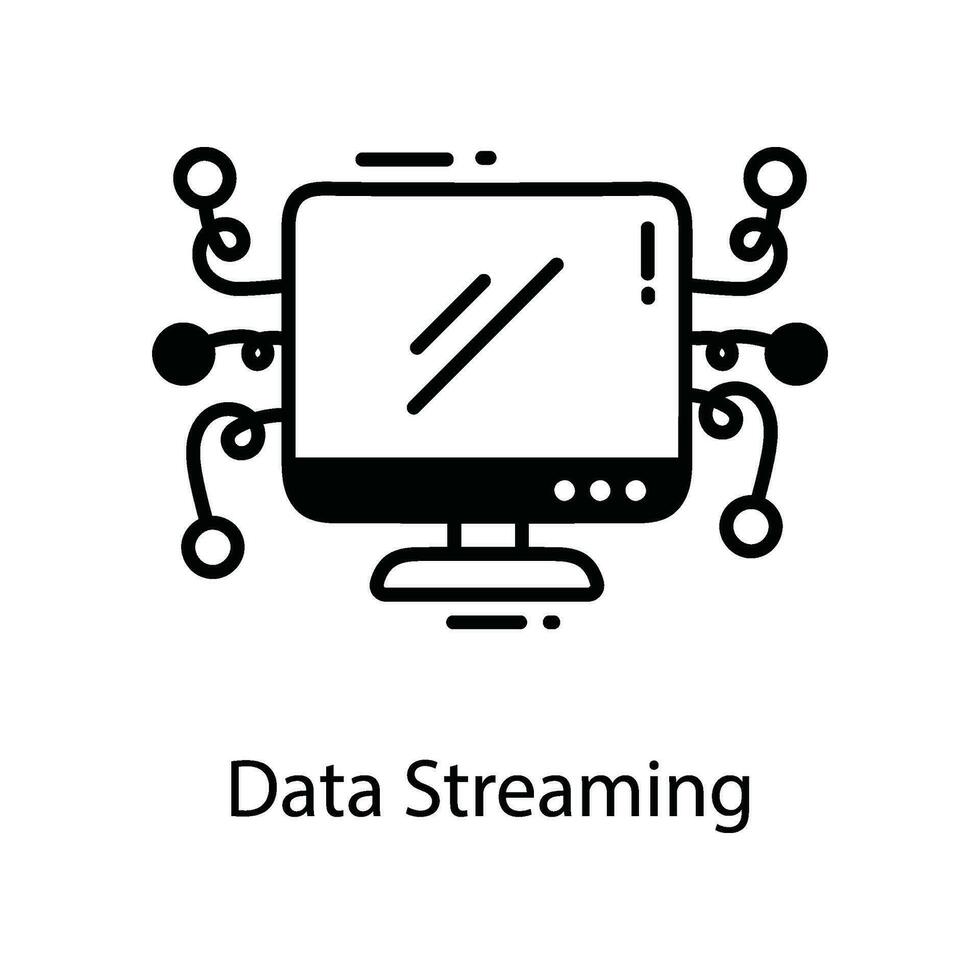 Data Streaming doodle Icon Design illustration. Networking Symbol on ...