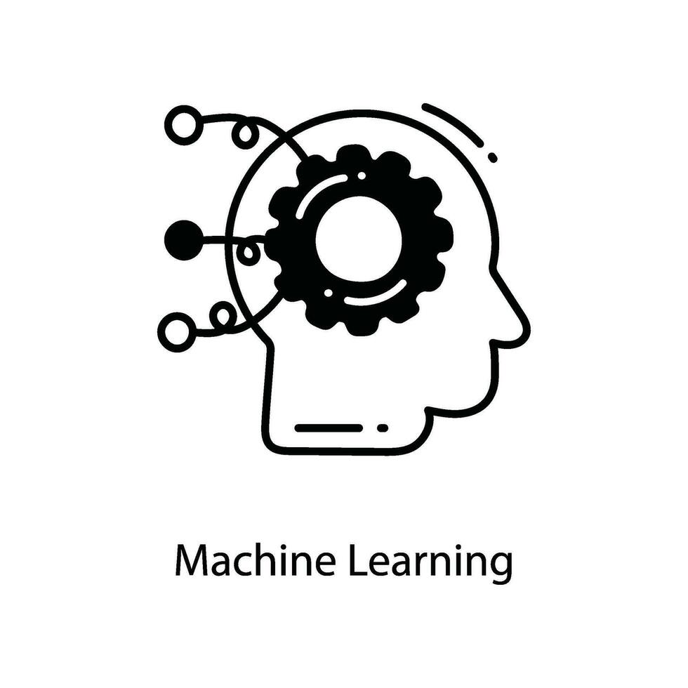 Machine Learning doodle Icon Design illustration. Networking Symbol on ...