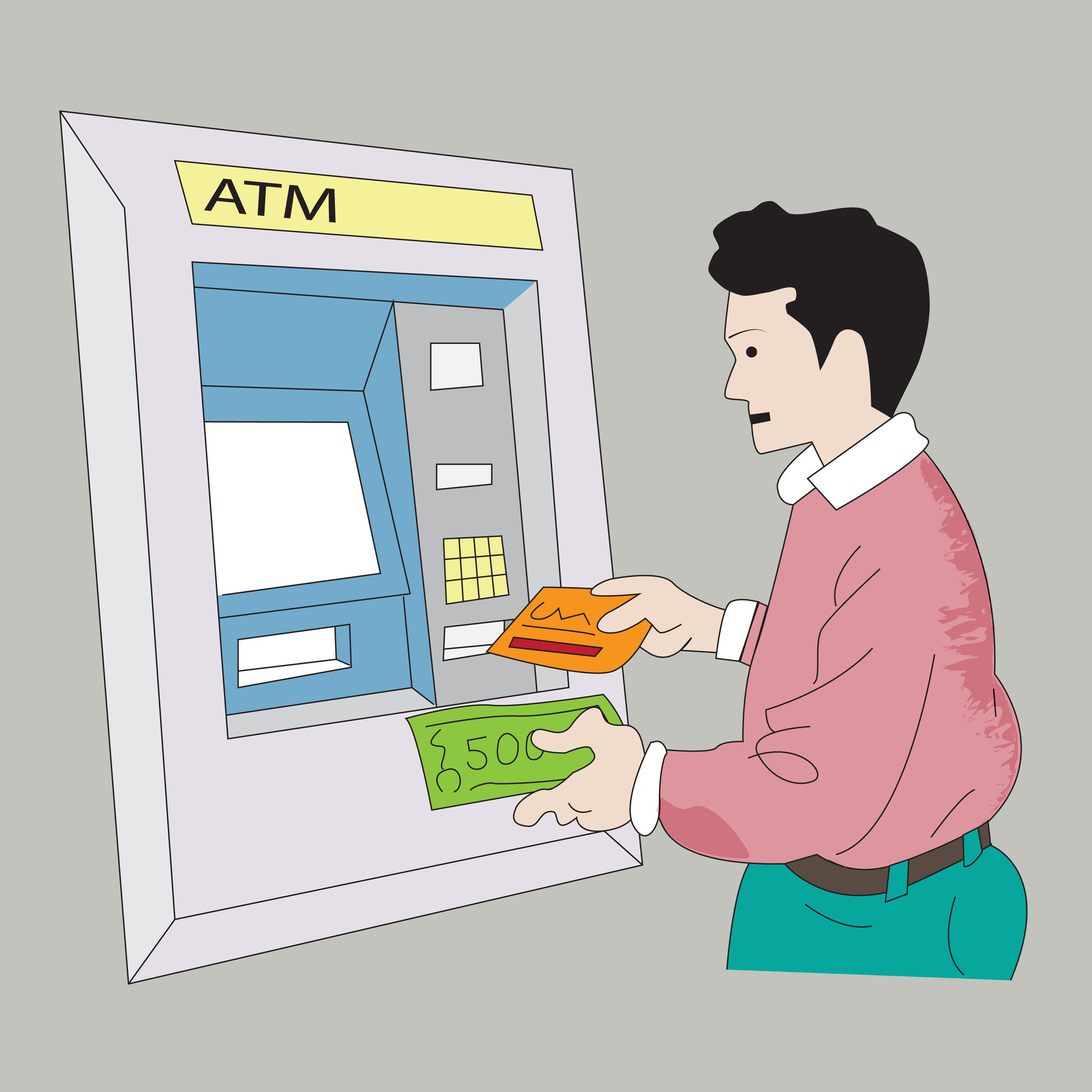 Man withdrawing cash from ATM 32317442 Vector Art at Vecteezy