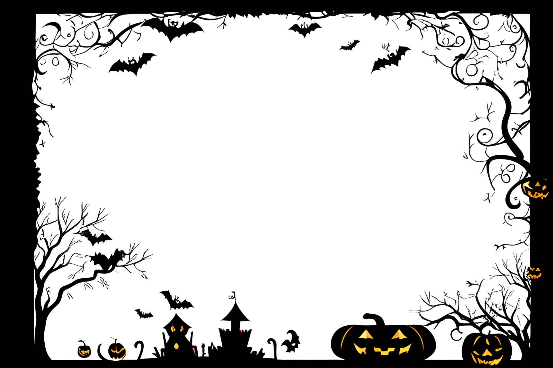 Halloween Border Frame PNG Transparent Background Ai Generative ...